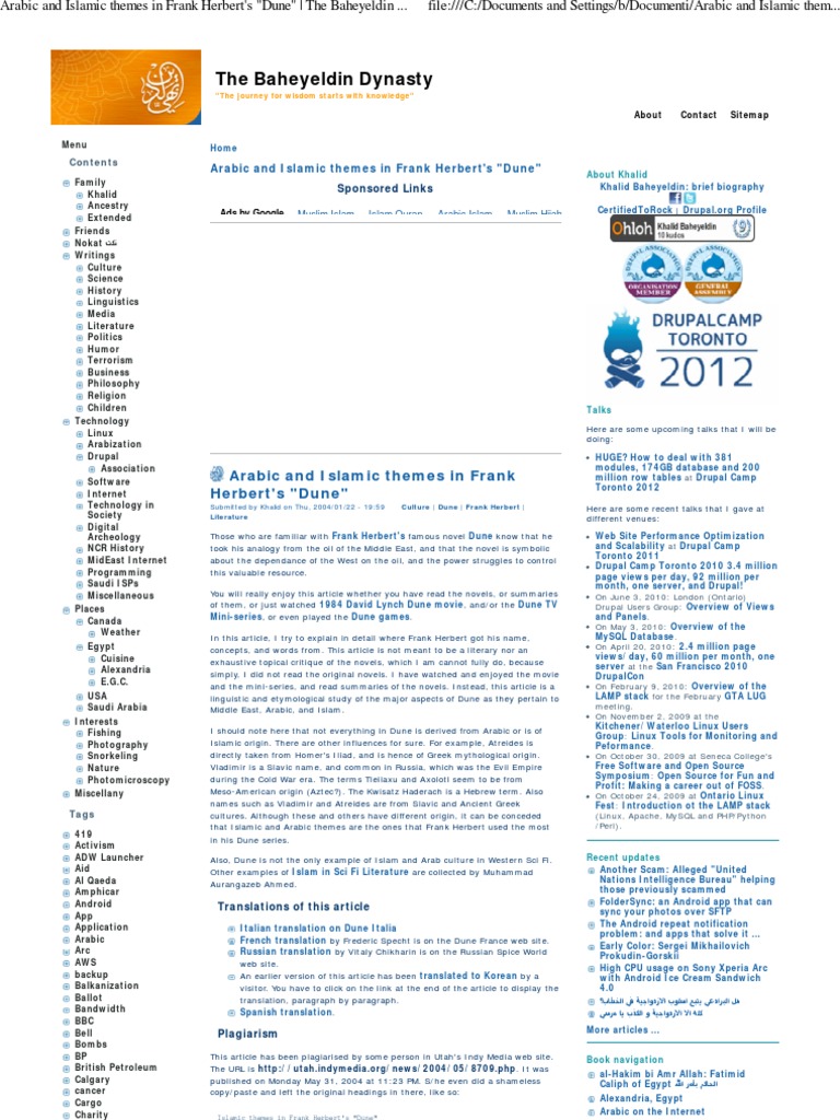 Arabic and Islamic Themes in Frank Herbert's Dune | PDF | Drupal | Religion And Belief