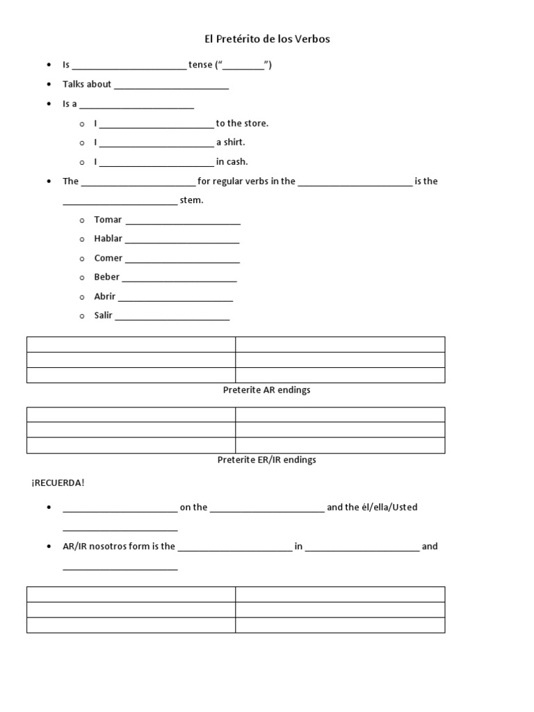 Spanish Preterite Verb Guide | PDF