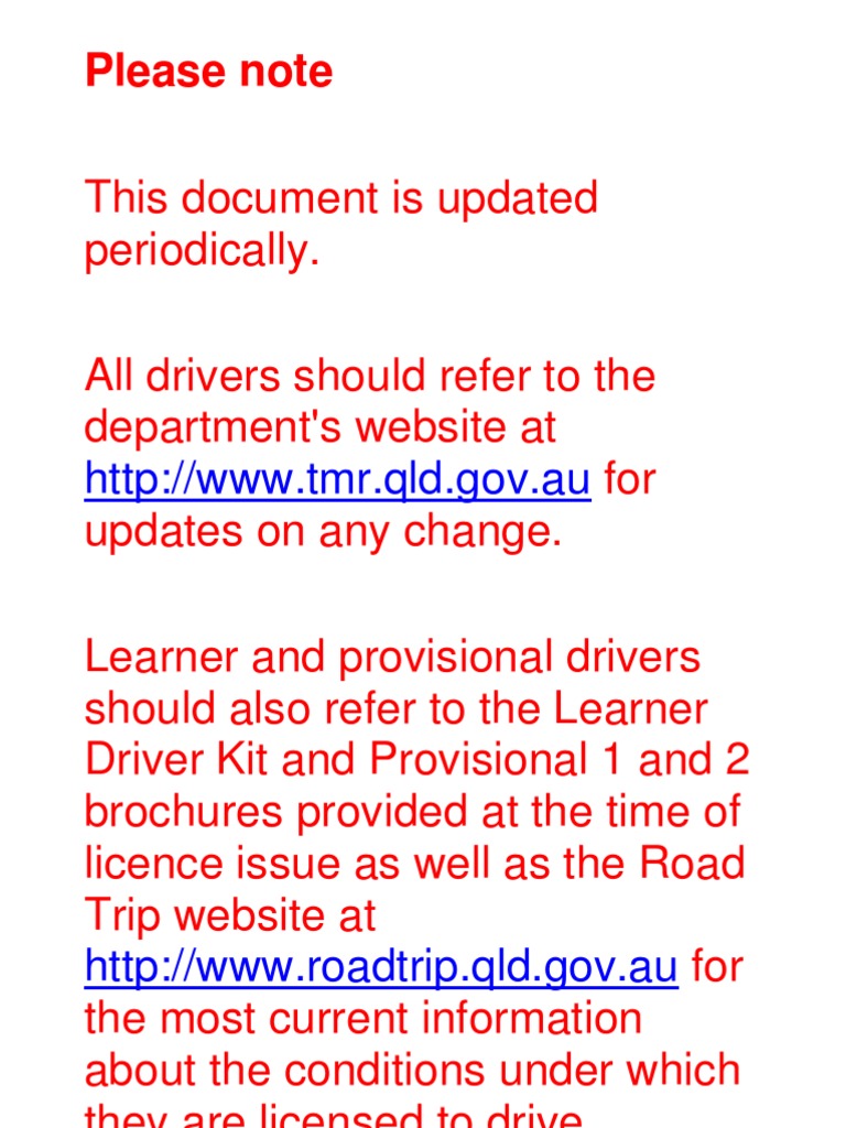 Queensland Driver Licensing Guide | PDF
