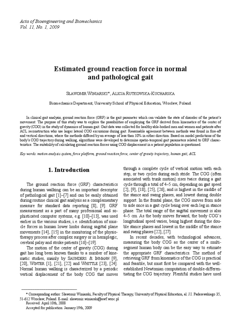Gait Analysis Pdf Biomechanics Center Of Mass