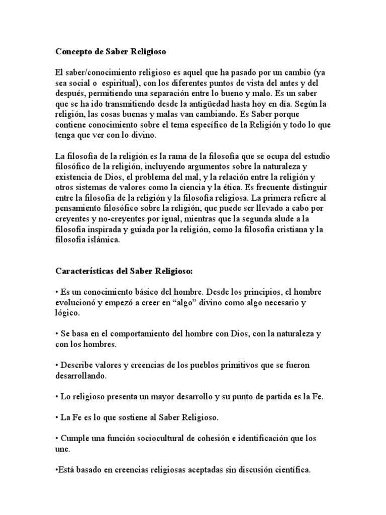 Concepto de Saber Religioso | PDF | Friedrich Nietzsche | Tomás de Aquino