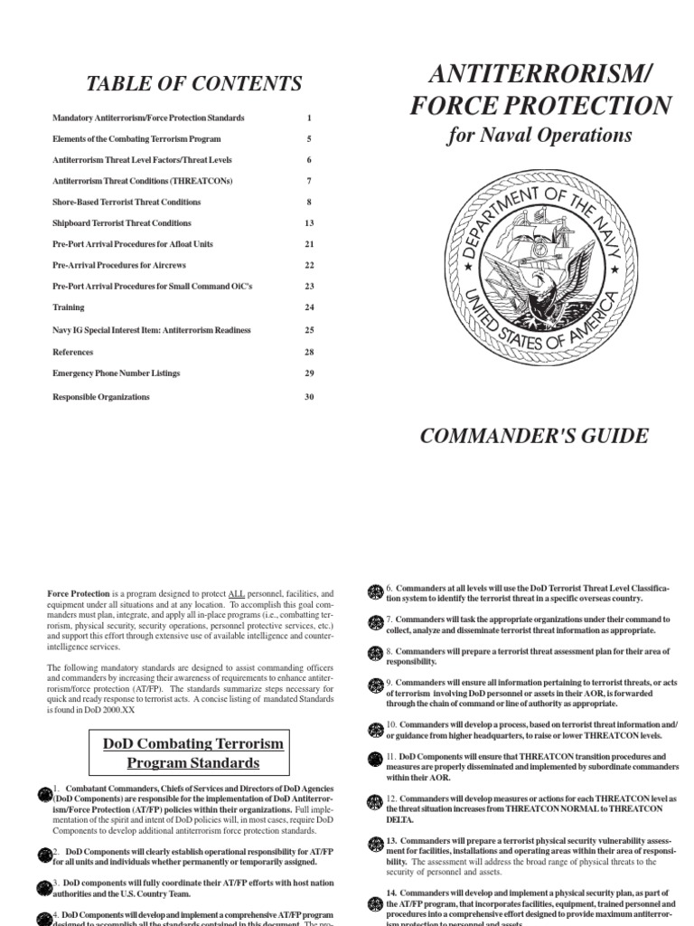 Commanders Antiterrorism Force Protection | PDF