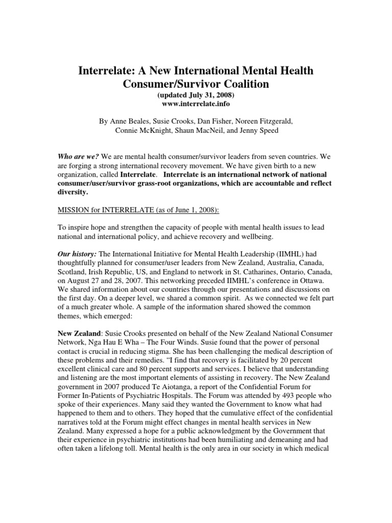 Interrelate History | PDF | Recovery Approach | Mental Disorder