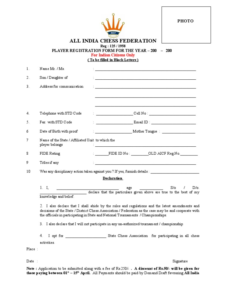 AICF Players Registration Form | PDF | Career & Growth | Finance ...