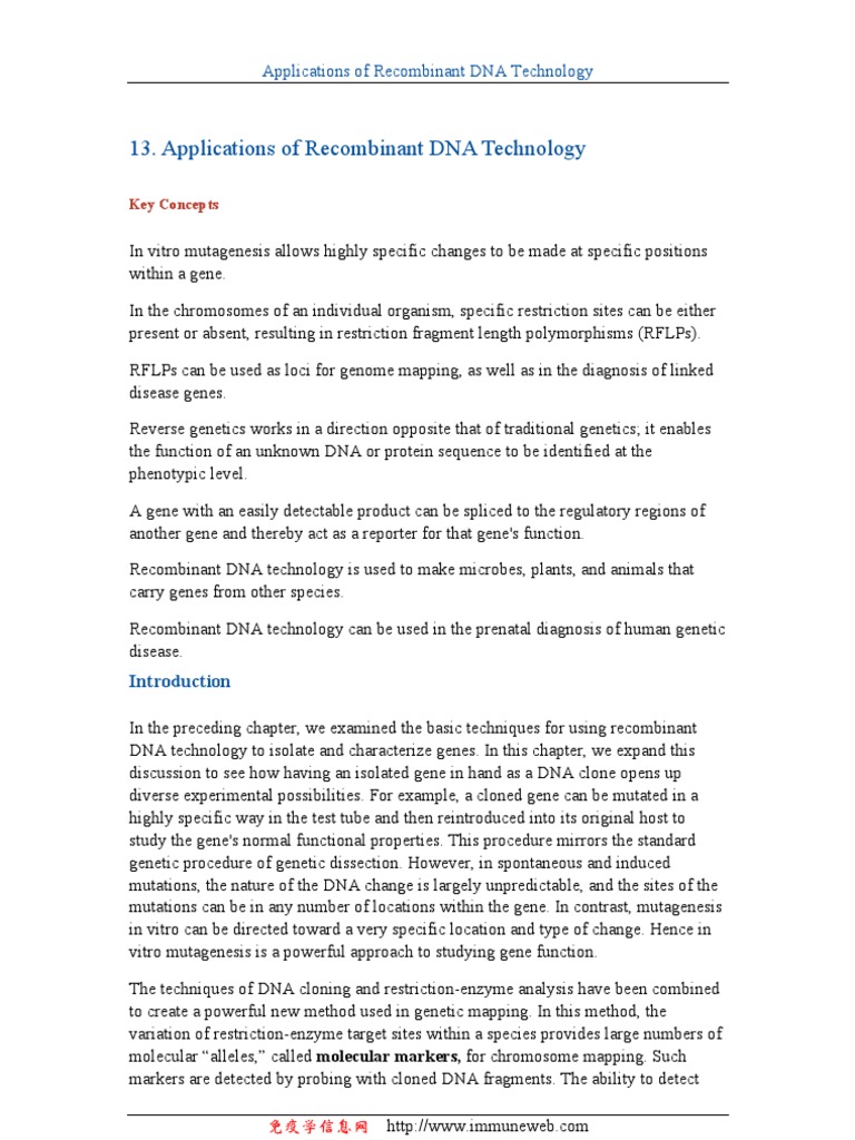 Application of rDNA Technology | PDF | Plasmid | Molecular Cloning