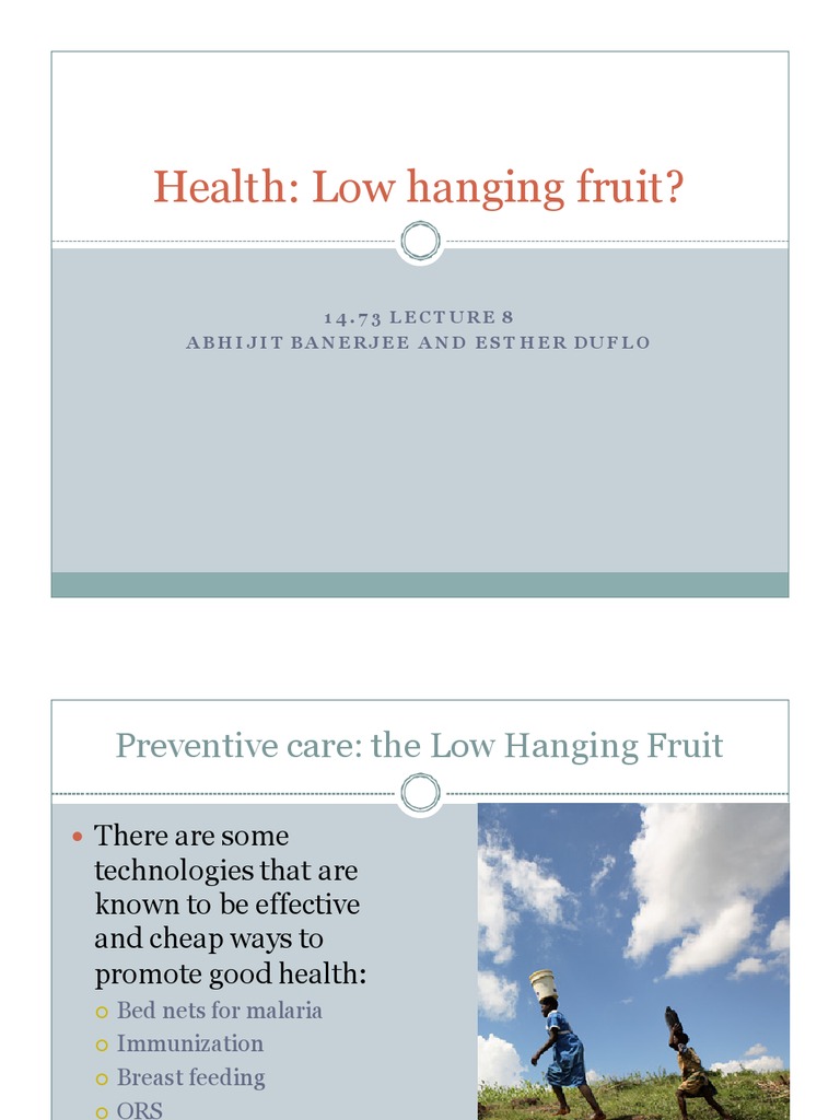 Health: Low Hanging Fruit?: Abhijitbanerjee and Esther Duflo | PDF ...