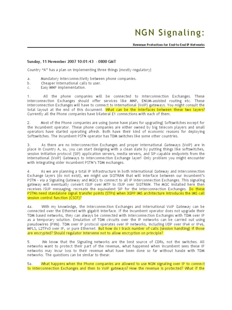 NGN Signaling | PDF | Voice Over Ip | Ip Multimedia Subsystem