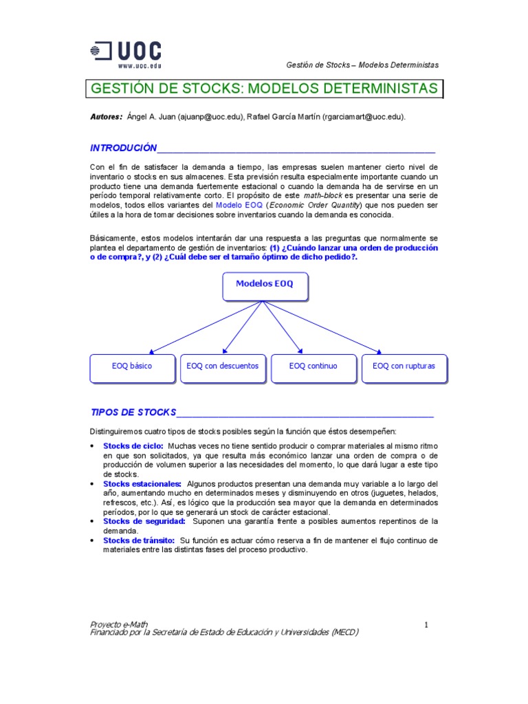 Modelos de Inventarios (EOQ) PDF | PDF