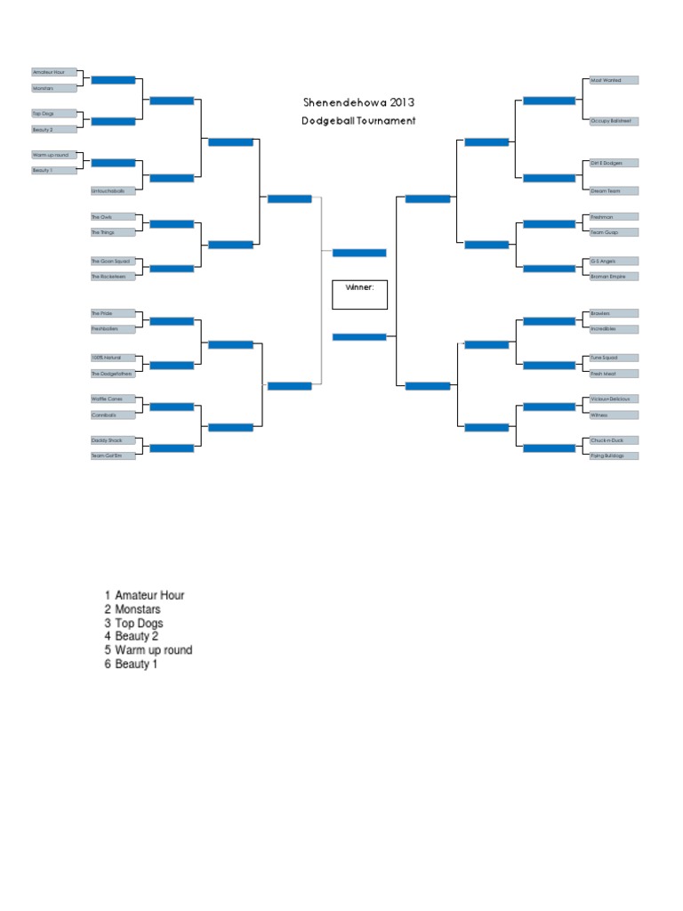 Shenendehowa Dodgeball Bracket 2013 | PDF