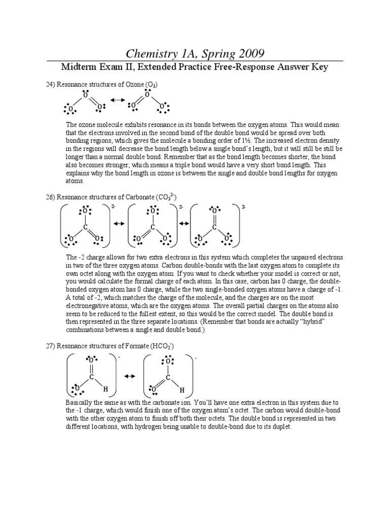 Chemistry 1A, Spring 2009: Midterm Exam II, Extended Practice Free ...