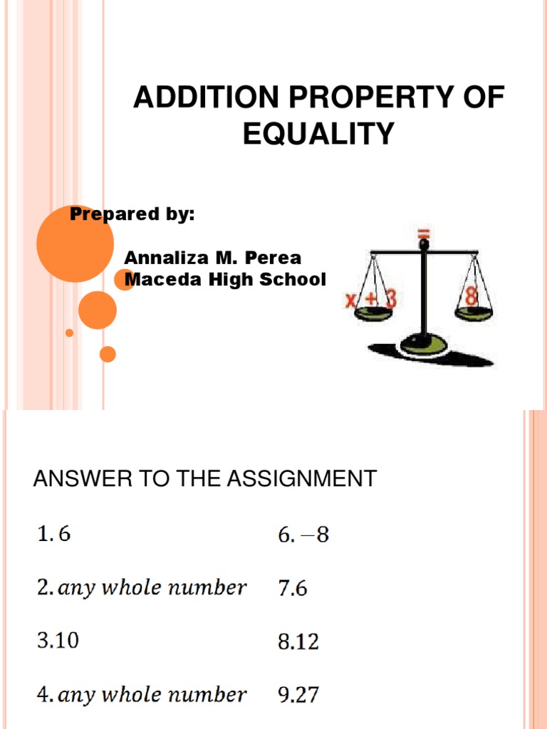 Addition Property of Equality Explained | PDF