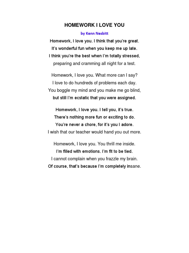 Homework I Love You | PDF | Feeling | Homework