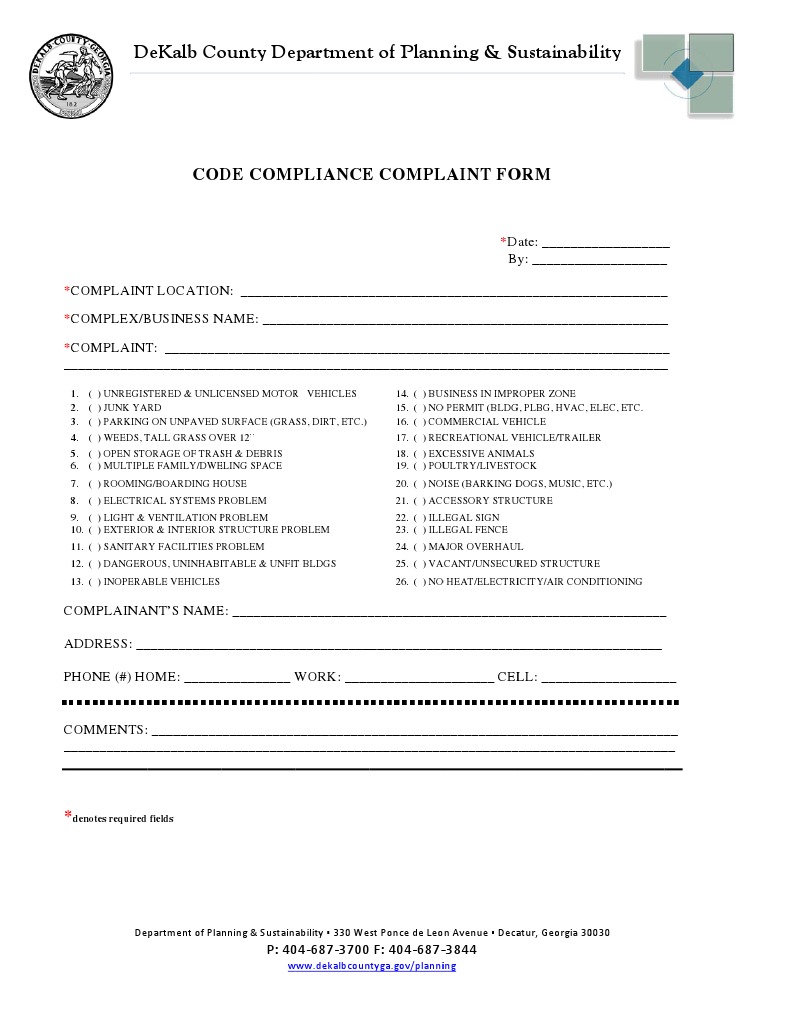 DeKalb County Code Enforcement Complaints | PDF