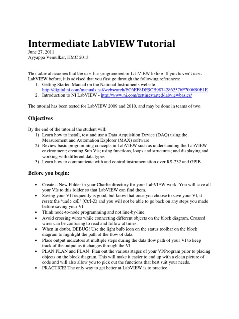 LabVIEW Tutorial | PDF | Low Pass Filter | Control Flow