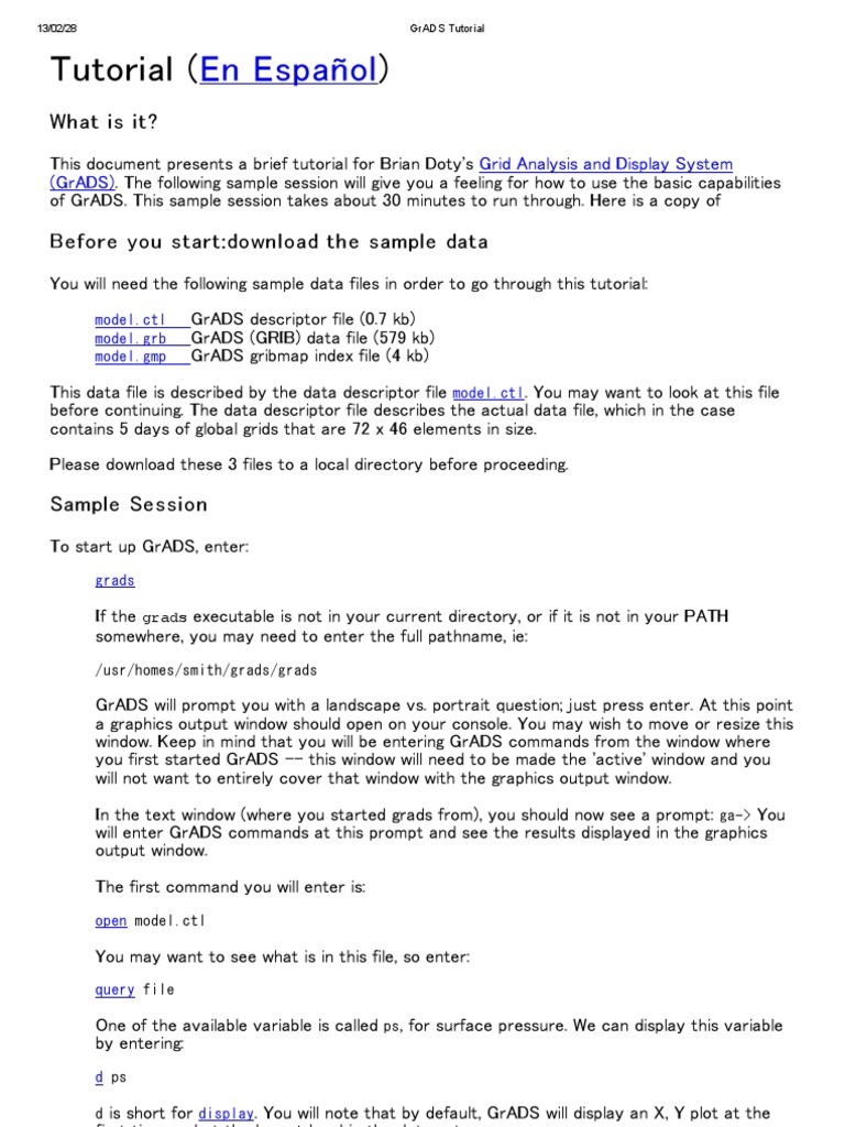 GrADS Tutorial | PDF | Computer File | Computing