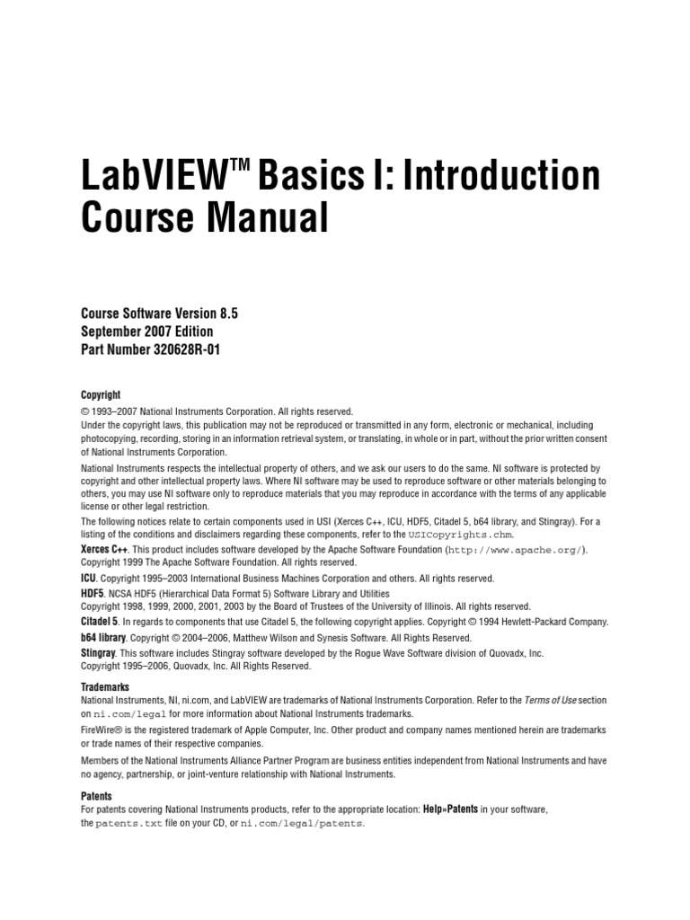 LabVIEW 8.5 Basics I | PDF | Icon (Computing) | Algorithms