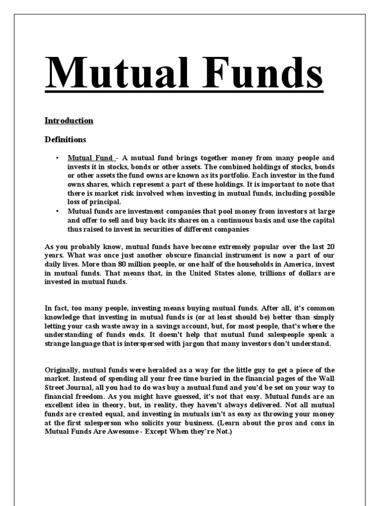 Understanding Mutual Funds Basics | PDF | Closed End Fund | Mutual Funds