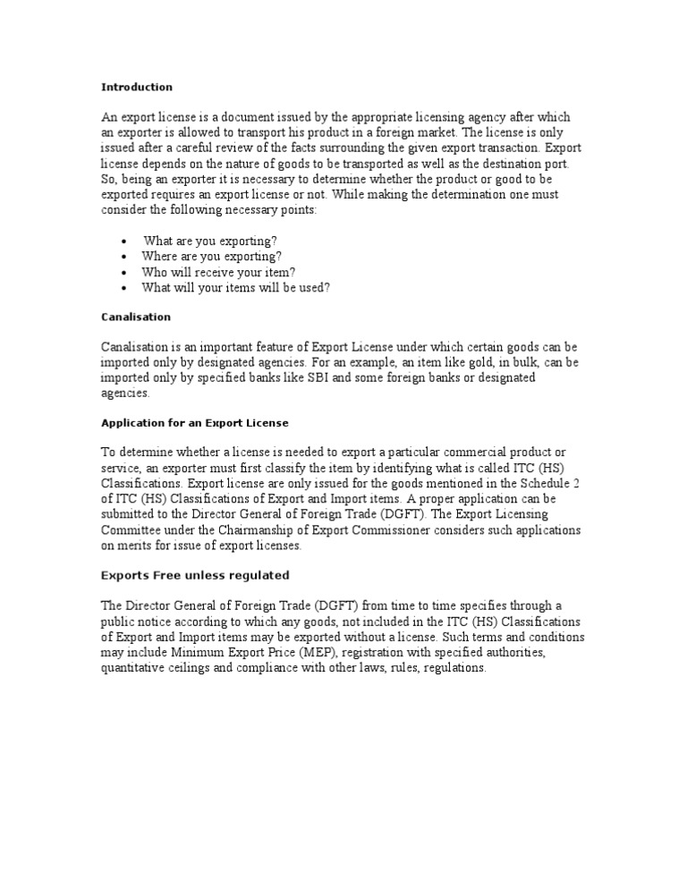 Export License