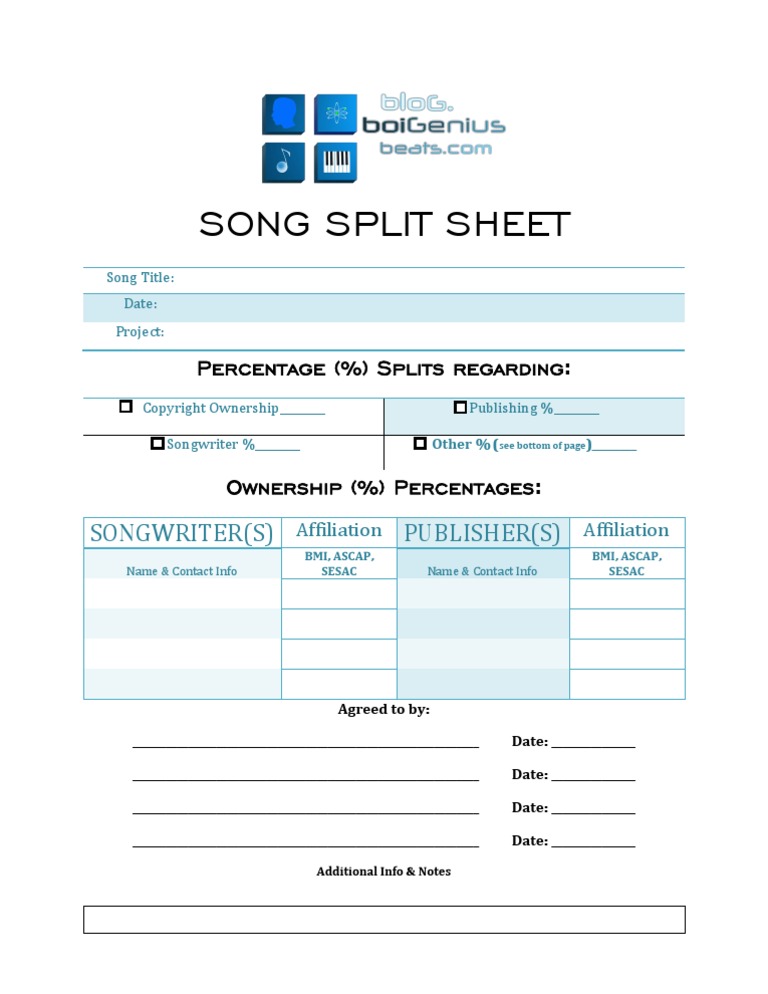 Song Split Sheet | PDF