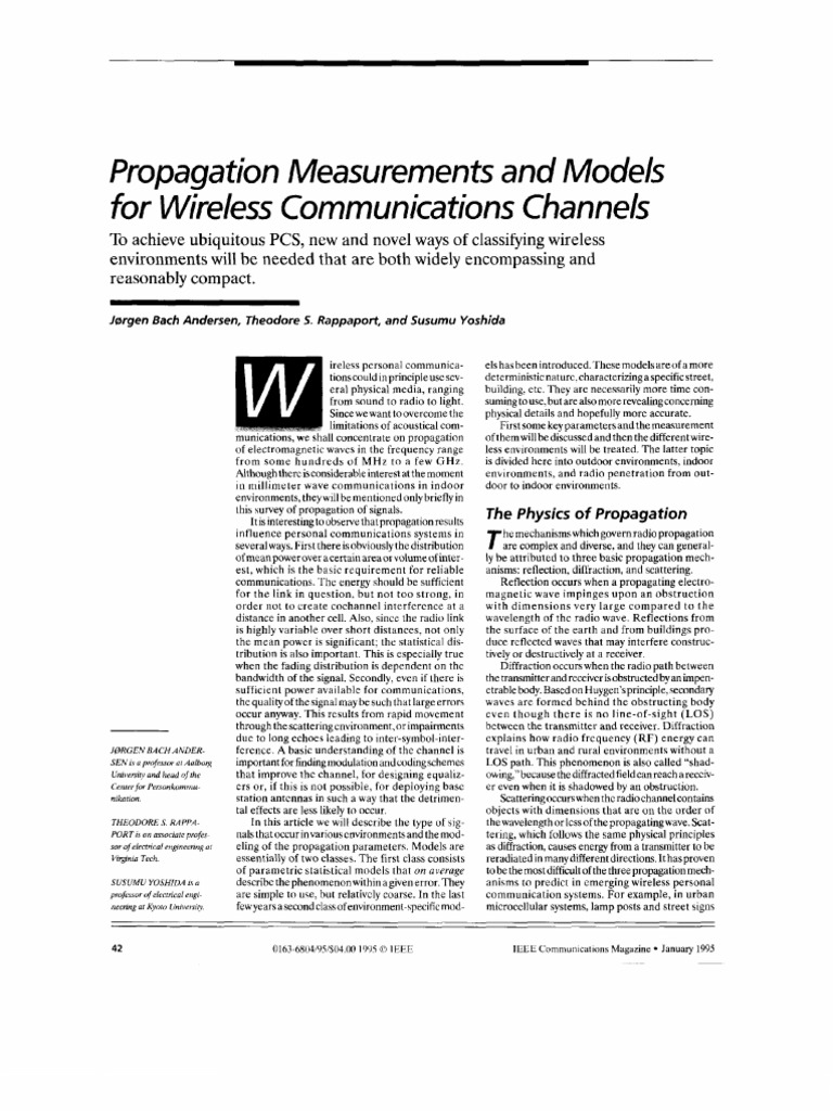 Propagation Measurements and Models For Wireless Communications ...