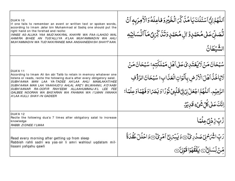 Dua For Increasing Memory | PDF