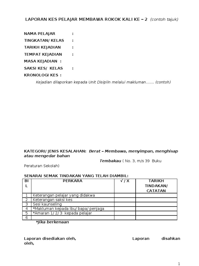 Format Laporan Kes | PDF