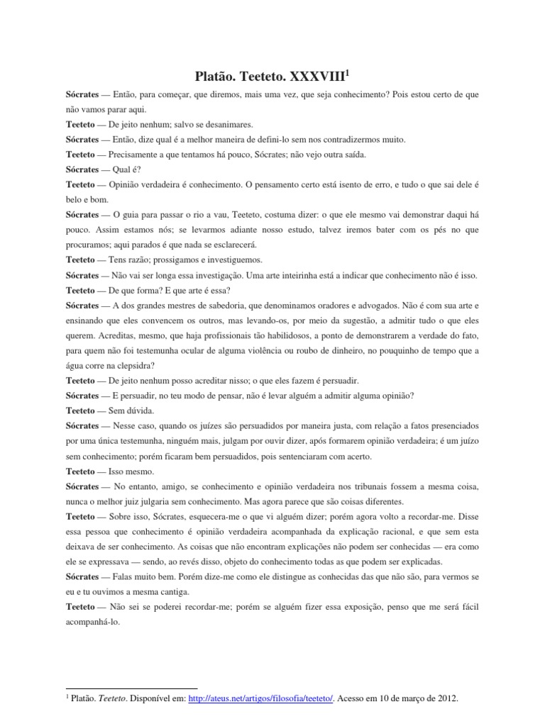 Platão Teeteto Pdf Pdf Sócrates Platão