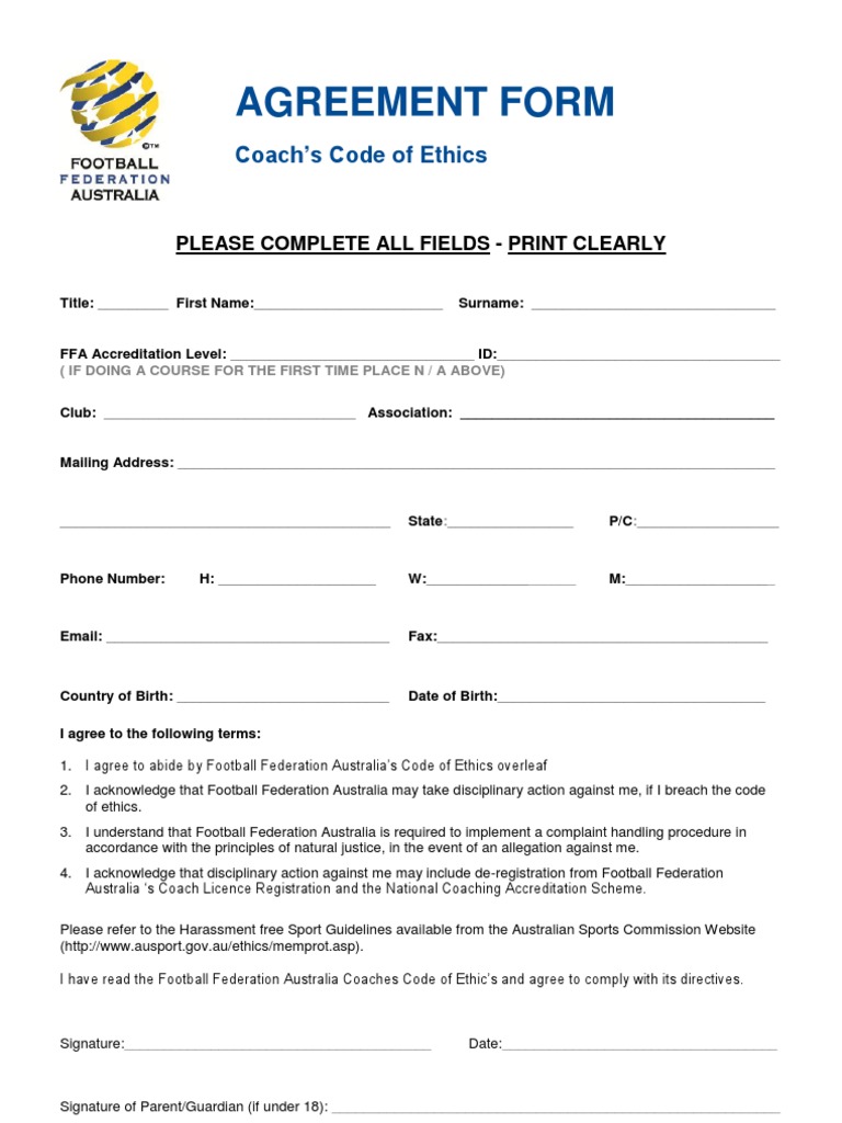 FFA's Coaching Code of Ethics | PDF | Referee | Social Institutions