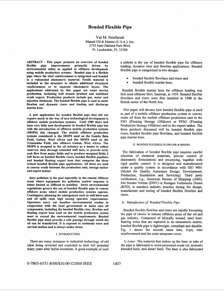 Bonded Flexible Pipe | PDF | Oil Tanker | Pipe (Fluid Conveyance)