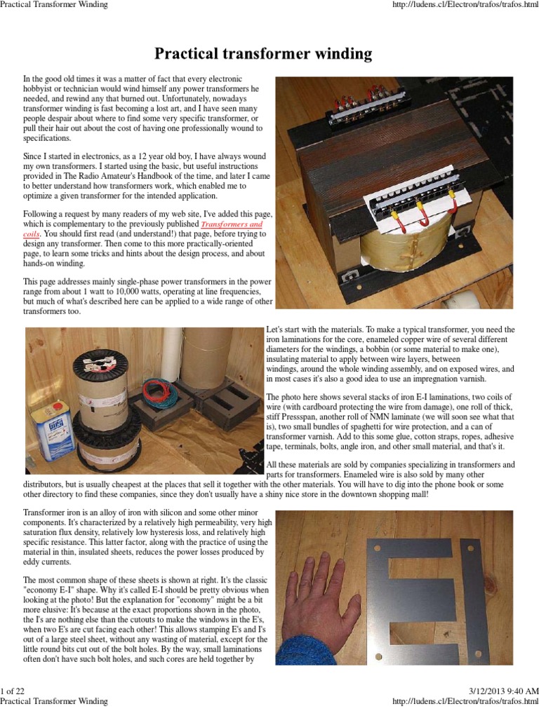 Practical Transformer Winding | PDF | Wire | Transformer