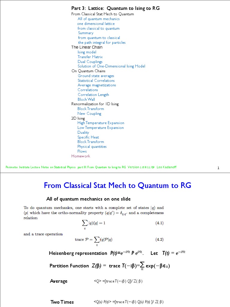 From Quantum Mechanics to Statistical Mechanics: Mapping a One ...