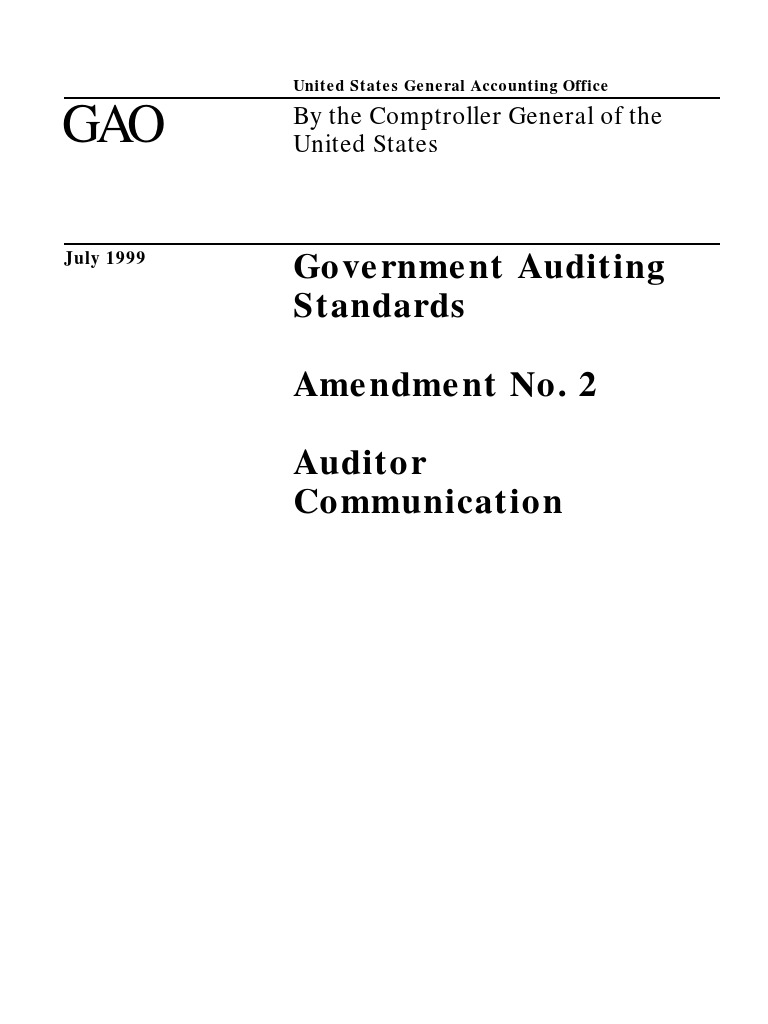 Government Auditing Standards Amendment II | Auditor's Report | Audit