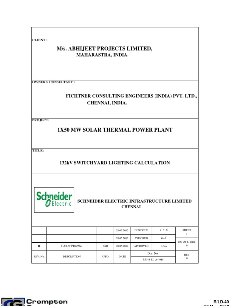 PS048 EL A4 018 R0 Switchyard Lighting Cal 20120528 | PDF | Lighting ...