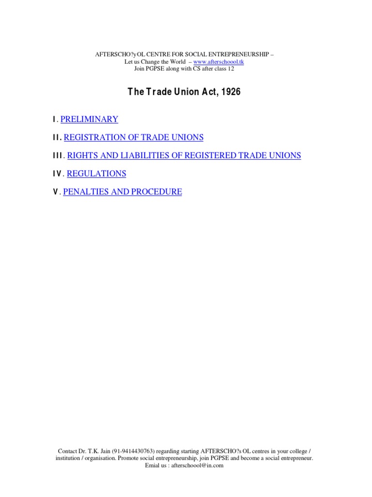 Trade Union Act | PDF