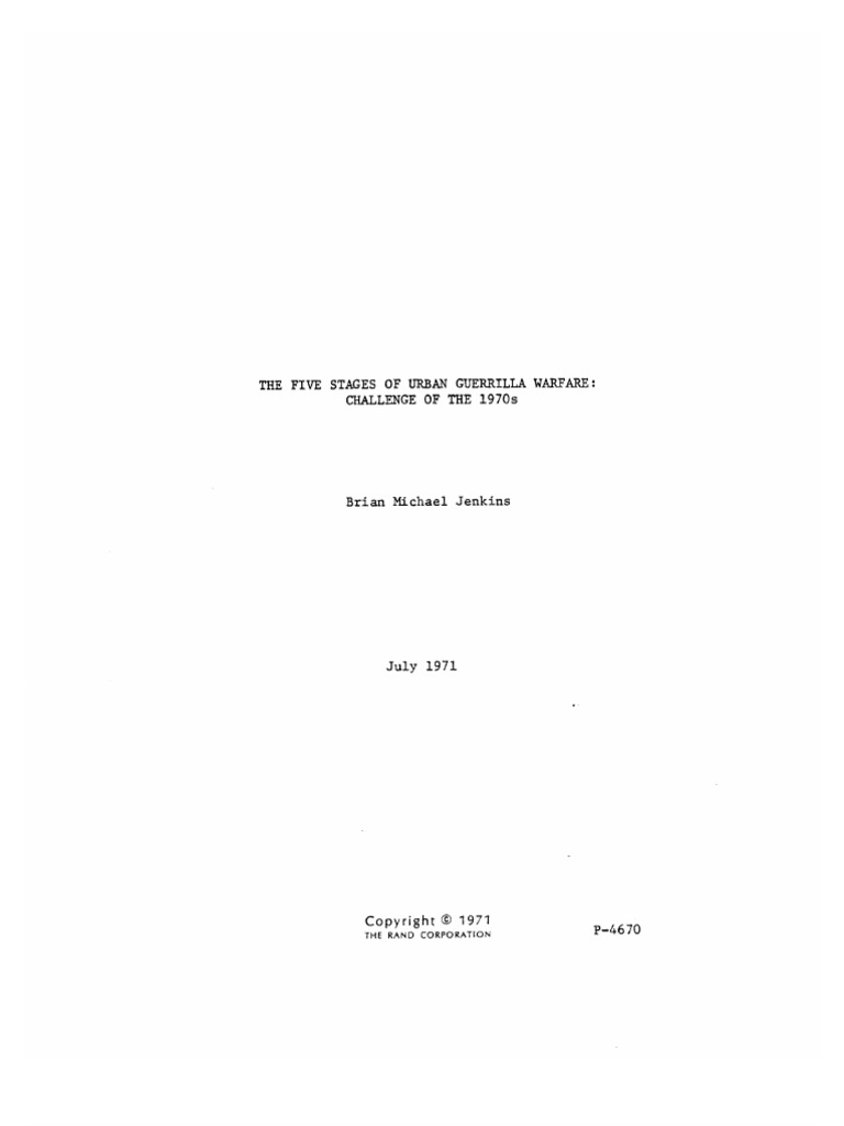 5 Stages of Urban Guerilla Warfare Brian Jenkins Rand Study | PDF