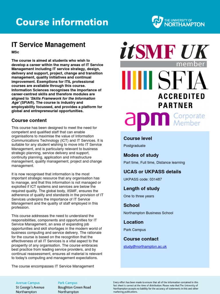 It Service Management MSC | PDF | It Service Management | Postgraduate ...