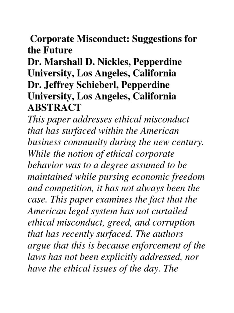 Corporate Misconduct | PDF | Glass–Steagall Legislation | Business Ethics