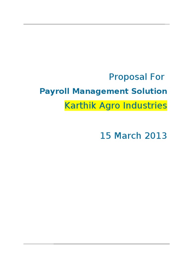Proposal For Payroll Management | PDF | Payroll | Software Development