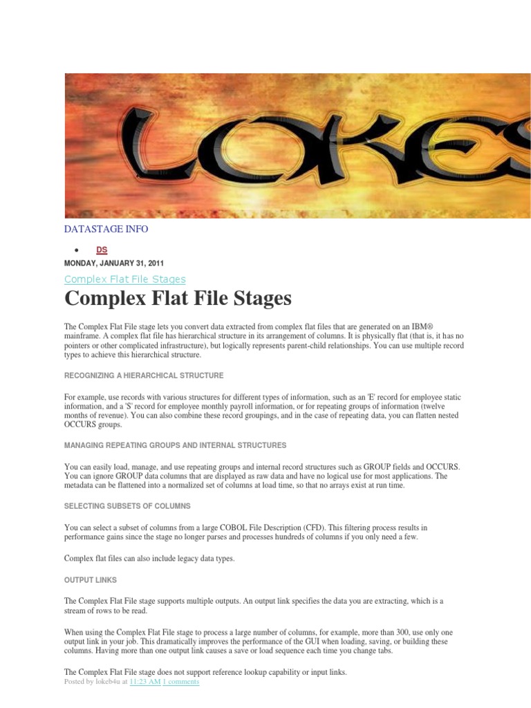 Complex Flat File Stages: Datastage Info | PDF | Databases | Operating ...