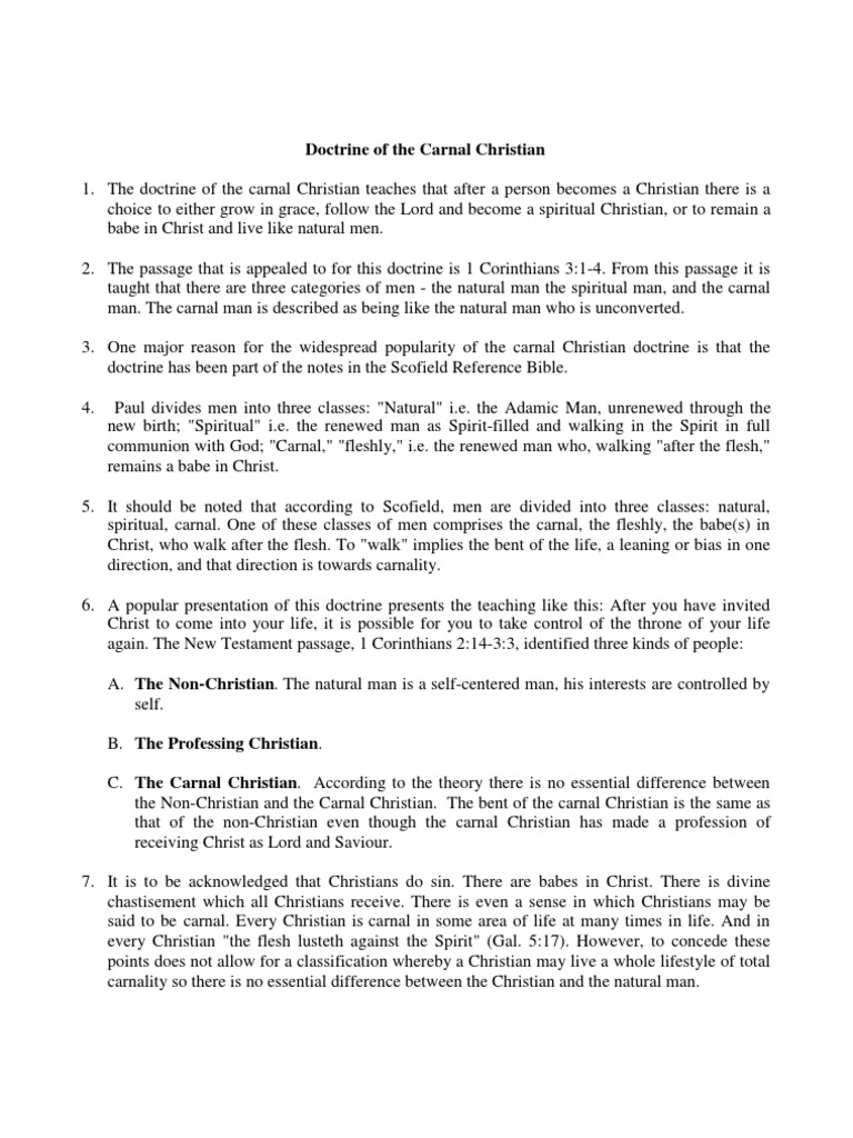 Doctrine of Carnal Christian | PDF | Grace In Christianity | Salvation