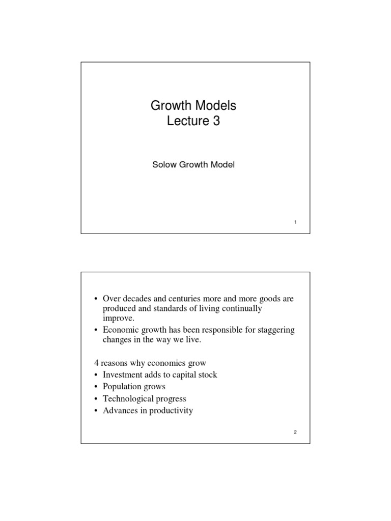 Solow Growth Model Overview and Analysis | PDF | Economic Growth ...