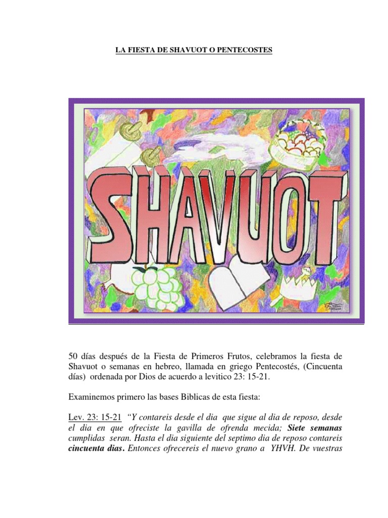 La Fiesta de Shavuot o Pentecostes | PDF | Pentecostés | Tetragrammaton