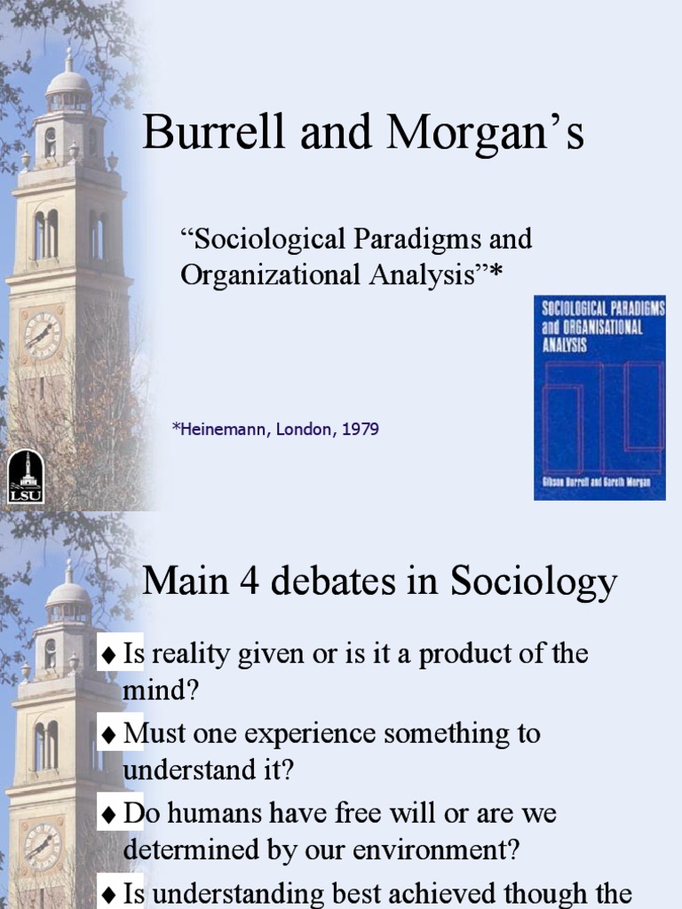 Burrell and Morgan 4 Paradigms v2lsu | Paradigm | Sociology