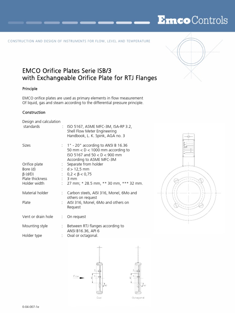01-02d Orifice Plates Type ISB 3 For RTJ Flanges | PDF | Flow ...