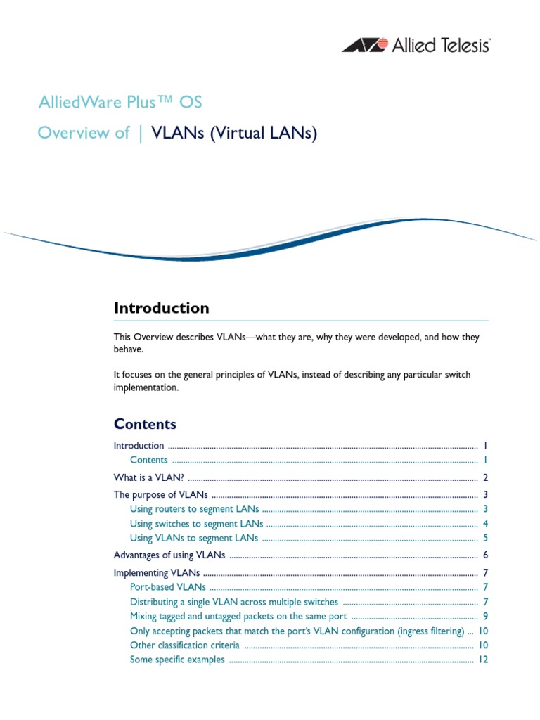 Vlans (Virtual Lans) : Alliedware Plus™ Os Overview of | Download Free PDF | Network Switch ...