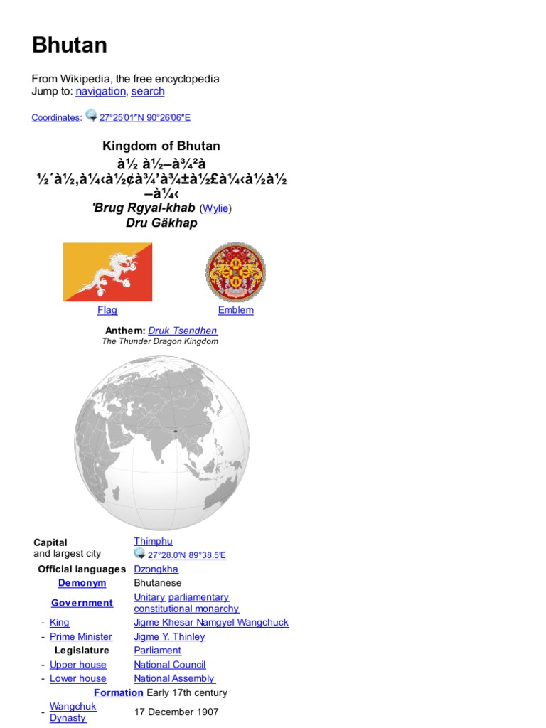 Kingdom of Bhutan | Download Free PDF | Bhutan | Conservation