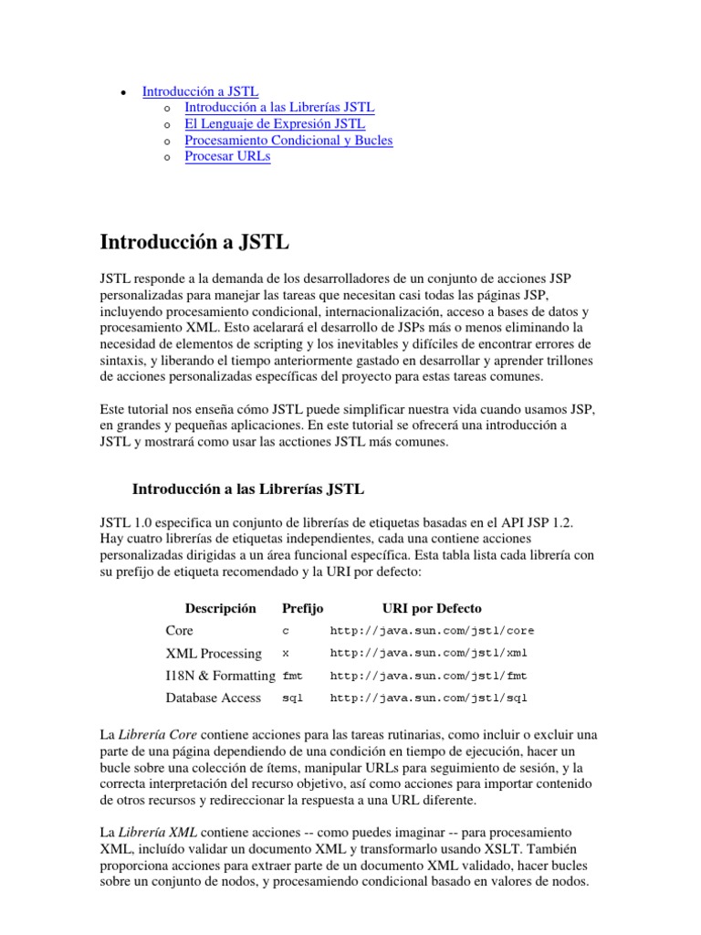 Guía Completa de JSTL y EL en JSP | PDF | Páginas del servidor Java | Java (lenguaje de ...