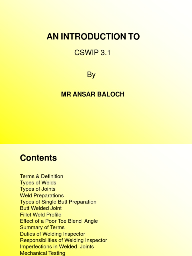 Overview of CSWIP 3.1 Certification | PDF | Hardness | Welding