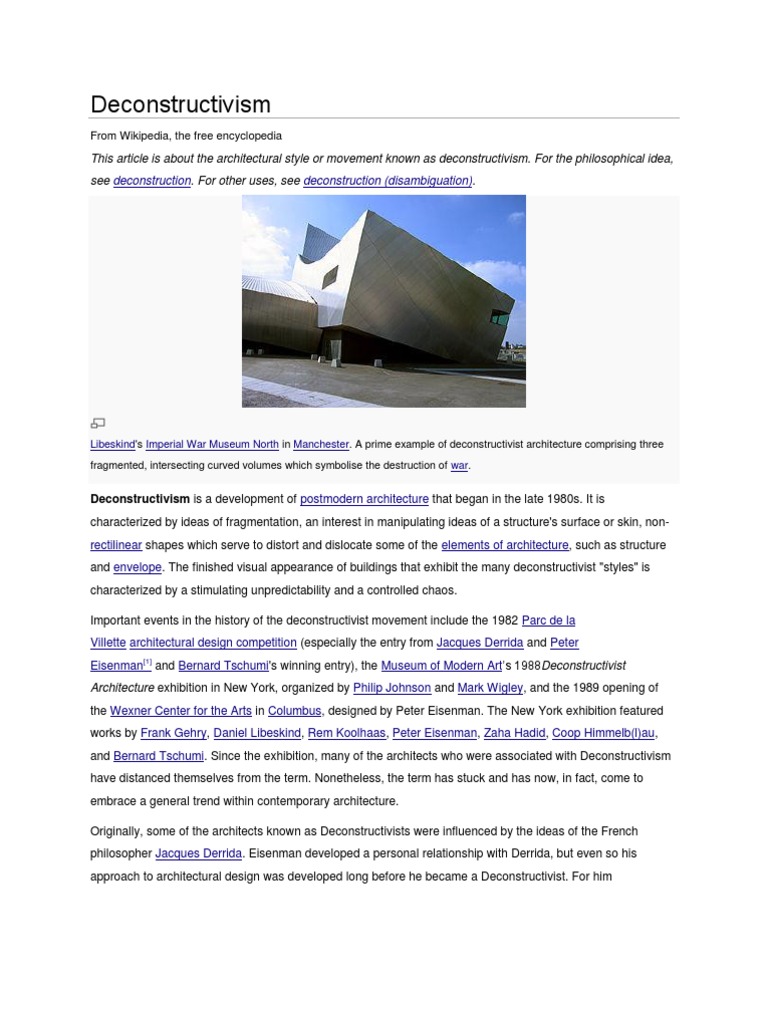 Deconstructivism: Deconstruction Deconstruction (Disambiguation) | PDF ...