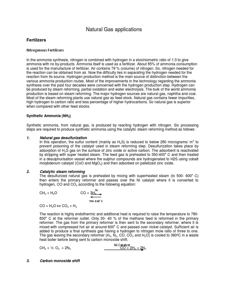Natural Gas Applications: Fertilzers | PDF | Gas To Liquids | Cogeneration